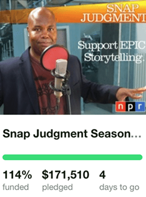 NPR's "Snap Judgement" Surpasses Initial Goal; Nears $172,000 During ...